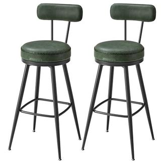 Vasagle EKHO Kollektion - 360&deg; drehbarer Barhocker, 2er Set, Hocker mit R&uuml;ckenlehne f&uuml;r Bartisch, Kunstleder mit N&auml;hten, Mid-Century-Modern-Stil, 76 cm hoch, 