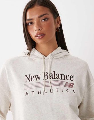 New Balance sweat &agrave; capuche en molleton fran&ccedil;ais beige-Neutre