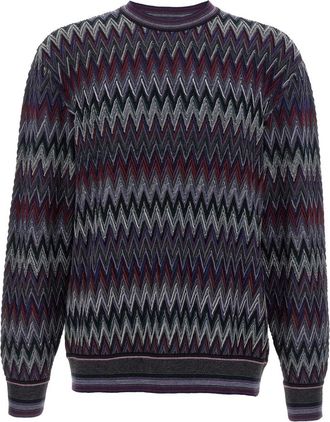 Missoni Homme, Pulls, Multicolore, Taille: 2XL Pull en laine Zigzag