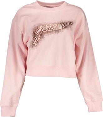 Guess Homme, Sweatshirts et sweats &agrave; capuche, Rose, Taille: 2XL Pull rose &agrave; manches longues avec impression