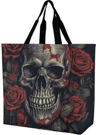 Generic Roses Rouge Et Cr&acirc;ne Sac Cabas L&eacute;ger Tote Bag D&eacute;contract&eacute; Sac A Main Femme Pour Plage Travail Universit&eacute;
