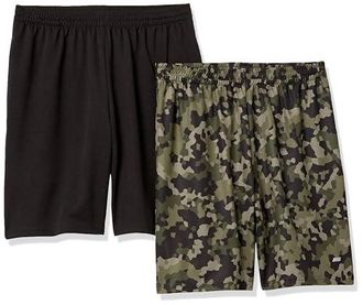 Amazon Essentials Short à Coupe Ample en Textile Technique Haute Performance (Grandes Tailles Disponibles) Homme, Lot de 2, Noir/Vert Motif Géométrique Camouflage, XXL