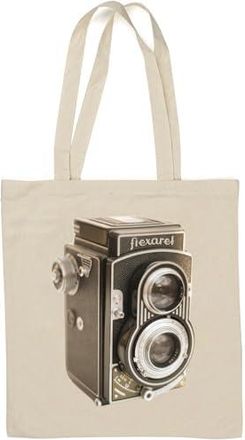 Generic Sac fourre-tout vintage en coton naturel Motif appareil photo Blanc