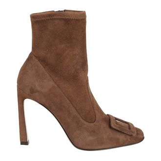 Roger Vivier Braune Stretch-Wildleder-Stiefeletten - - Shoes - Damen - Braun - 39 EU