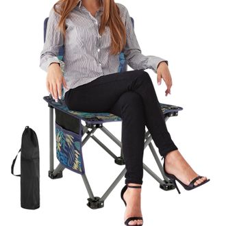 Generic Klappstuhl für Camping, tragbar, Oxford-Stoff, kompakter Klappstuhl für den Außenbereich, leicht, mit Seitentasche, Halterungen für Camping, Wandern, 