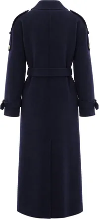 Elisabetta Franchi Double-Face Wool Coat - Navy