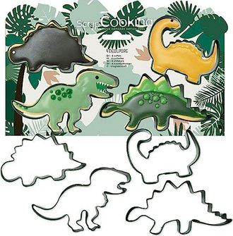 ScrapCooking 4 Ausstechformen Dinosaurier - Keksausstecher aus Metall - Dino-Formen für kleine Kuchen - Zubehör zum Backen Geburtstag Deko Dschungel Tiere - 2085