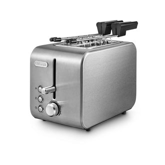 DeLonghi CTX2203.S Toaster mit Zange, stufenlose Steuerung des Bräunungsgrads, 3 Funktionen, Krümelschublade, rutschfeste Füße, Leistung 550 Watt, Kunststoff, 