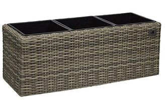 Gartenfreude Pflanzkübel Pflanzgefäße Blumenkübel Blumentopf für Blumen etc. Blumenkübel Polyrattan 76 x 26 x 29,5 cm, inkl. wasserdichtem Kunststoffeinsatz, wette
