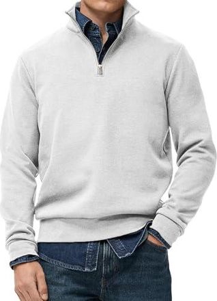 Generic Pull &agrave; col roul&eacute; pour homme - Sans capuche - Demi-fermeture &eacute;clair - Couleur unie - Pull d&eacute;contract&eacute; - Printemps - Automne - Manches longues - Col mon