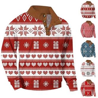 Generic Chandails de Noël pour homme - Haut amusant à manches longues - Pull à manches longues - Costume de Noël tendance - Cadeau de vacances, Rouge 2., XXL