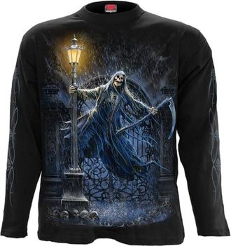 Spiral Reaping in The Rain Homme T-Shirt Manches Longues Noir XL 100% Coton Regular/Coupe Standard