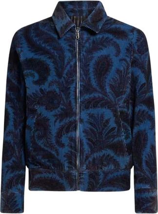 Etro Homme, Vestes, Bleu, Taille: M Blouson Bomber en Velours &agrave; Col Chemise