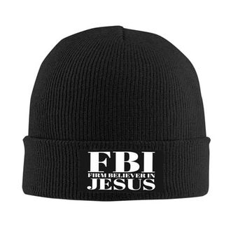 Generic FBI - Croyant Fervent en J&eacute;sus Femme Homme Bonnets Hiver Souple Skull Cap Chaud Bonnets Tricot&eacute; pour Sport Cyclisme Ski