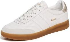 Gola Cuir Stadia pour femme, Blanc/doré/gomme, 36 EU