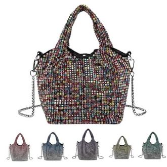 Generic Elegant Rhinestone Clutch Purse for Women,Sparkly Evening Bag with Chain for Wedding,Prom,Party,Gala (colored diamond)