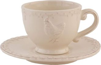 Clayre & Eef CHRKS Chicken Kaffeetasse mit Untertasse Ca. &Oslash; 15 x 7 cm
