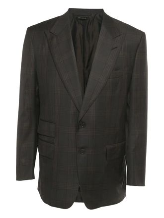 Tom Ford blazer en laine &agrave; carreaux - Marron