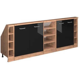 Vicco Dachschr&auml;genschrank-Set Rion, Schwarz Hochglanz/Goldkraft Eiche, 5er Set, Vicco