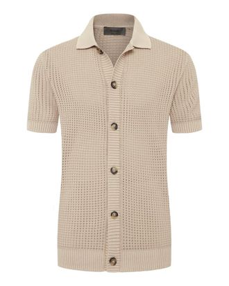 Ferrante Strick-Kurzarmhemd aus Baumwolle in Waffelstruktur in