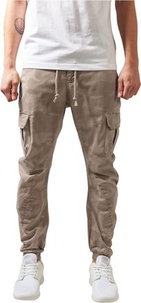 Urban Classics Herren und Jungen Hose Camo Cargo Jogging Pants, Cargohose im Stil einer Jogginghose, Taschen an der Seite, Beinabschlus mit Gummibund, Farbe sand cam