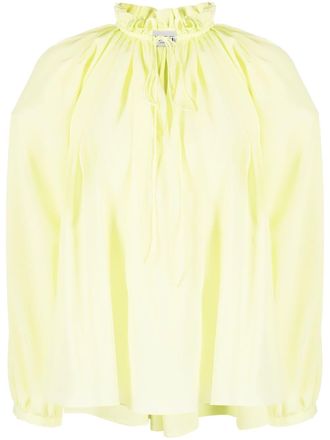 Lanvin blouse en soie &agrave; col pliss&eacute; - Vert