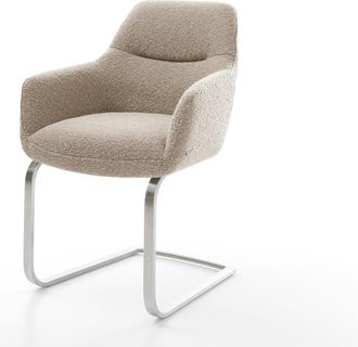 DELIFE Freischwinger Pejo-Flex Boucl&eacute; Schlamm Freischwinger flach Edelstahl Taschenfederkern, Esszimmerst&uuml;hle