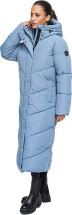 Marikoo Damen Wintermantel (XS-6XL) - gesteppt, mit Kapuze, Belüftungsschlitz - N090 - PowderBlue Größe XL - Gr.XL