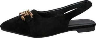 Generic Chaussures plates &agrave; bout pointu ferm&eacute; avec cha&icirc;ne en m&eacute;tal pour femme - Confortables &agrave; enfiler - L&eacute;g&egrave;res et d&eacute;contract&eacute;es, Noir, 38.5 EU