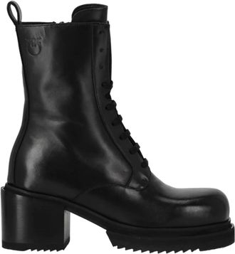 Pinko Damen Hon Amphibien Kalbsleder Springerstiefel, Z99 Schwarz Limousine, 36 EU