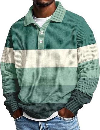 Generic Polo basique frais et respirant pour homme, coupe classique, boutonn&eacute;e, l&eacute;ger, extensible, t-shirts dext&eacute;rieur, Vert, 3XL