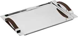 Edzard Plateau Cairo argenté, Anse en Similicuir, rectangulaire, 41 x 24 cm