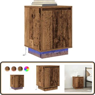 vidaXL vidaXL Nachttisch mit LED-Leuchten Altholz-Optik 38x34x50 cm