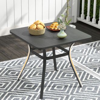 Giantex Esstisch f&uuml;r Balkon, 80 x 80 x 73 cm, quadratischer Bistrotisch aus Metall f&uuml;r 4 Personen, mit 4 gebogenen Beinen, Outdoor-Tisch f&uuml;r Garten, Terrasse,
