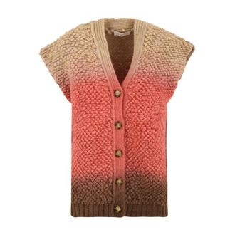 Akep Femme, Pulls, Multicolore, Taille: 36 FR Shaded Fur Dot Vest