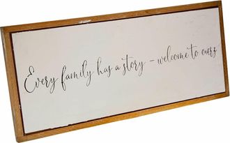 Loberon Dekoboard Story, aufgedruckter Schriftzug, Landhaus-Stil, Wanddekoration, Wandbild, Wohn-Accessoire, Kiefernholz, wei&szlig;/braun