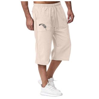 Generic 3/4 Hose Herren Sport, Caprihose Herren Sommer,Jogginghose Stretch Hosen mit Gummizug Trainingshose Baggy Sporthose Track Bequem Stoffhose Gym Freizei