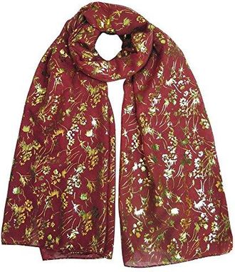 Lina & Lily Hijab Ch&acirc;le &Eacute;charpe Foulard Femme Fleur (Bordeaux)
