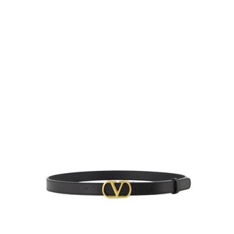 Valentino Garavani Schwarzer Leder VLogo G&uuml;rtel - - Accessories - Damen - Schwarzk - 75 CM