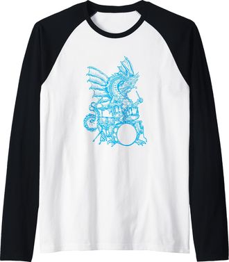 Seembo Drache spielt Trommeln Lustiger Schlagzeuger Tier Rock Musiker Raglan