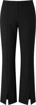 Meimeij Pantalon &agrave; taille &eacute;lastique et fentes &agrave; lourlet avant - Femme - Pantalons - Noir - Taille: 42 FR