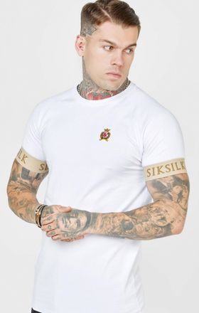 Siksilk Herren Wei&szlig;es Crest Elasticated Cuff T-Shirt L
