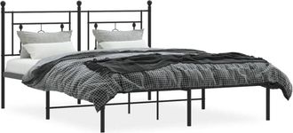 vidaXL Bettgestell mit Kopfteil Metall Schwarz 160x200 cm Vidaxl