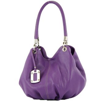 modamoda.de 228 Damen Leder Schultertasche Hobo bag handmade in Italy, Farbe:Purple