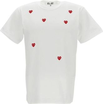 Comme Des Gar&ccedil;ons Femme, Tops, Blanc, Taille: 38 FR T-shirt en coton &agrave; imprim&eacute; coeur