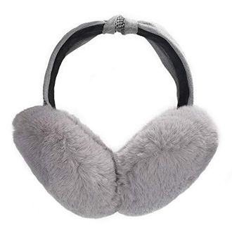 ZLYC Hiver Mignon Pliables Cache Fausse fourrure Oreilles pour Femmes(Noeud Gris),Taille Unique