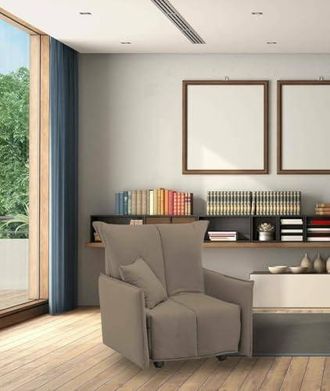 Talamo Italia Sessel Almerinda, Einzelsofa, Wohnzimmersessel mit Trolley-Öffnung, Standardarmlehnen, 100 % Made in Italy, cm 110x90h85, Taupe