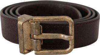 Dolce & Gabbana G&uuml;rtel mit Vintage-Logo aus braunem Kalbsleder und Metall-Schlie&szlig;e