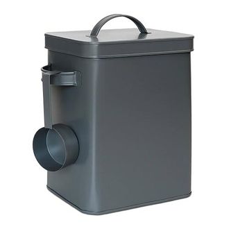 Relaxdays Metallbox, 6,5 L Aufbewahrungsbox mit Dosierhilfe, Tierfutter & Kaffee, luftdicht, Waschpulverdose, anthrazit