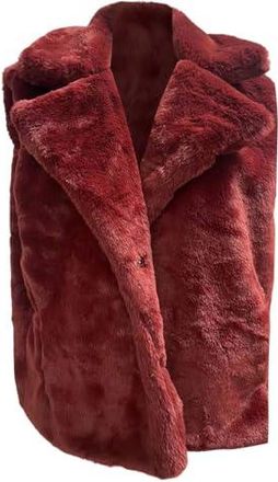 Generic Vestes pour femmes, faux col ouvert sur le devant, veste &eacute;l&eacute;gante courte sans manches, manteau d&eacute;contract&eacute;, chaud, doubl&eacute; en polaire, haut tendance, 2